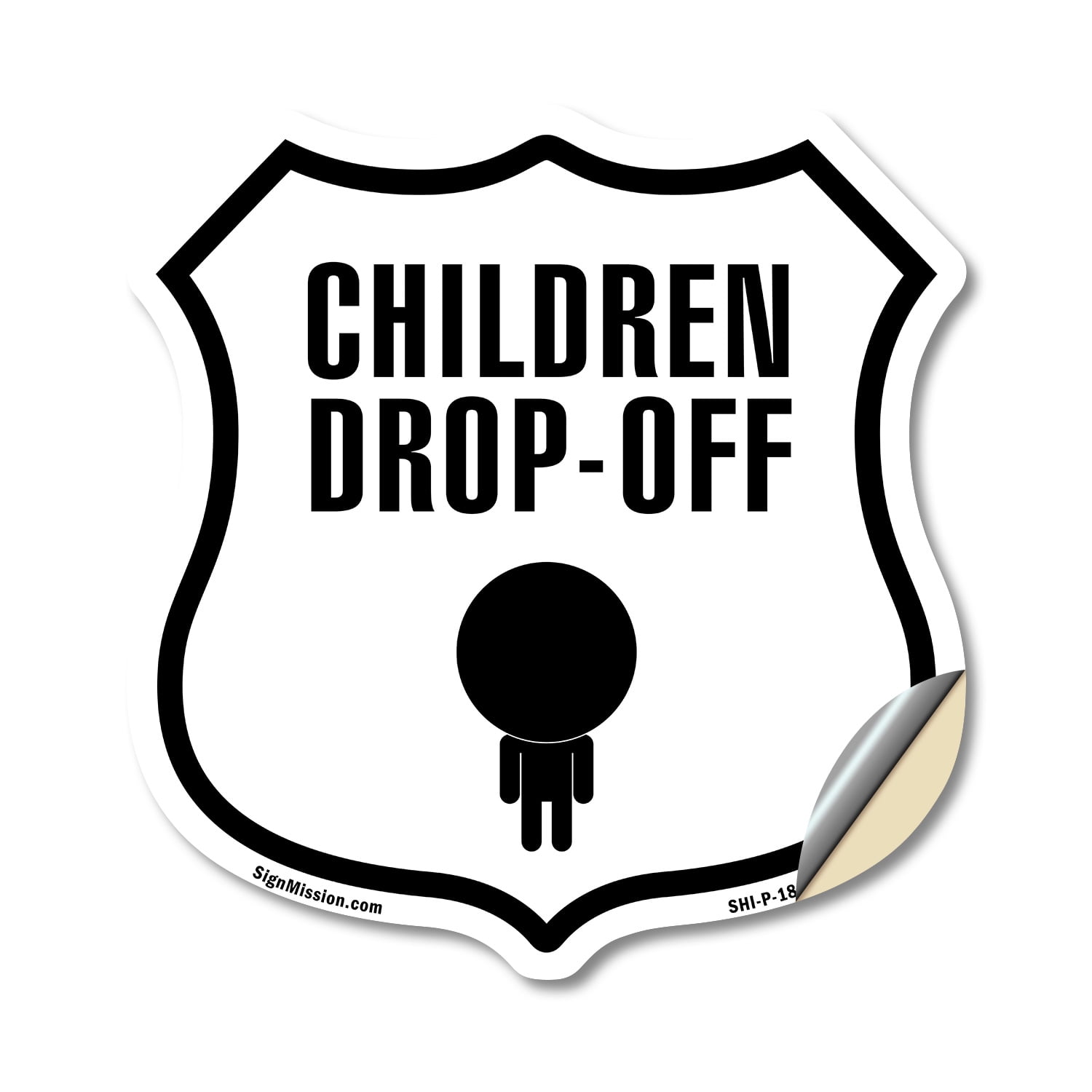 Children Drop Off (2 Pack) 6 inch X 6 inch Shield Shaped Heavy Duty 3.2 ...