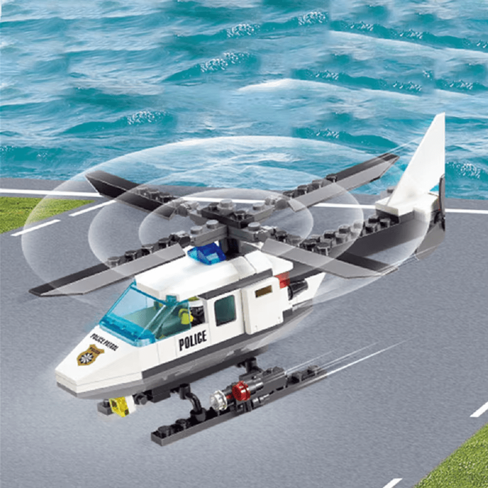 Children Education Toys DIY Block Patrol Helicopter Police Car Assembly ...