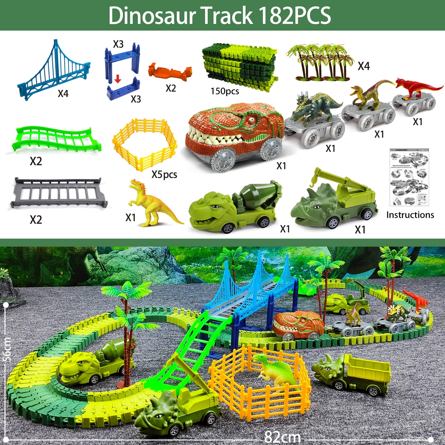 Children Electric Magic Climbing Dinosaur Track Toy Engineering Car ...
