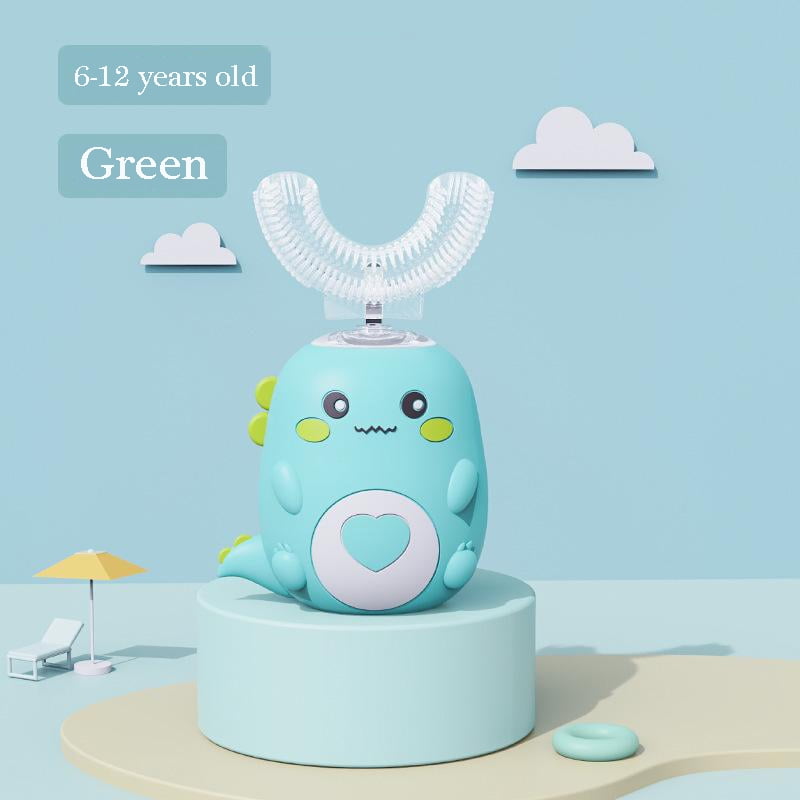 Children Electric Toothbrush Kids U-shaped 360 Degrees Silica Gel USB ...
