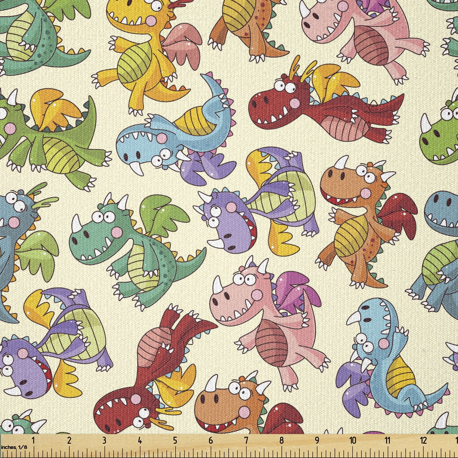 Children Fabric by The Yard, Baby Loving Dangerous Happy Dinasours in ...