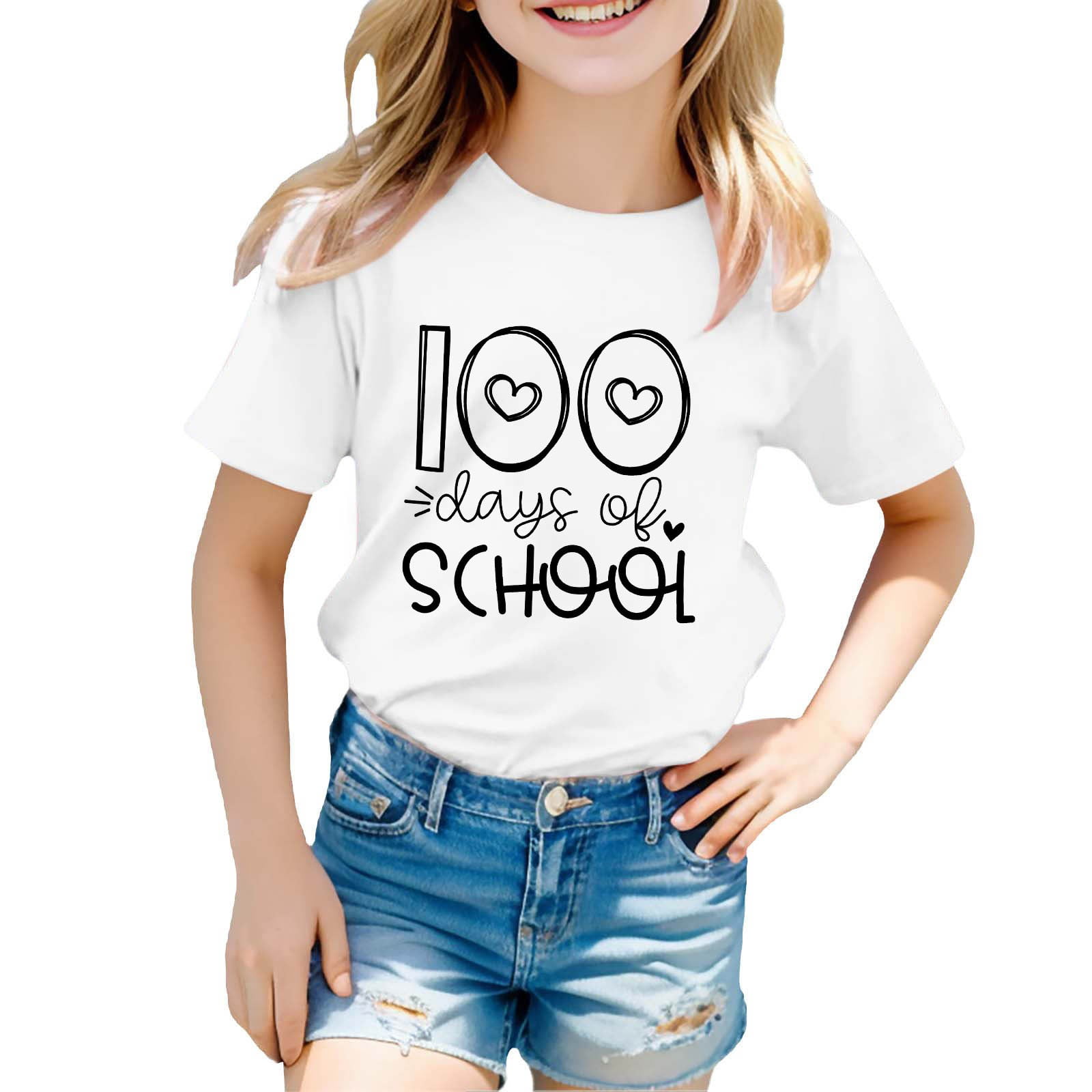 Children Fashion Casual Print Round Neck Loose Short Sleeve T Shirt Top ...