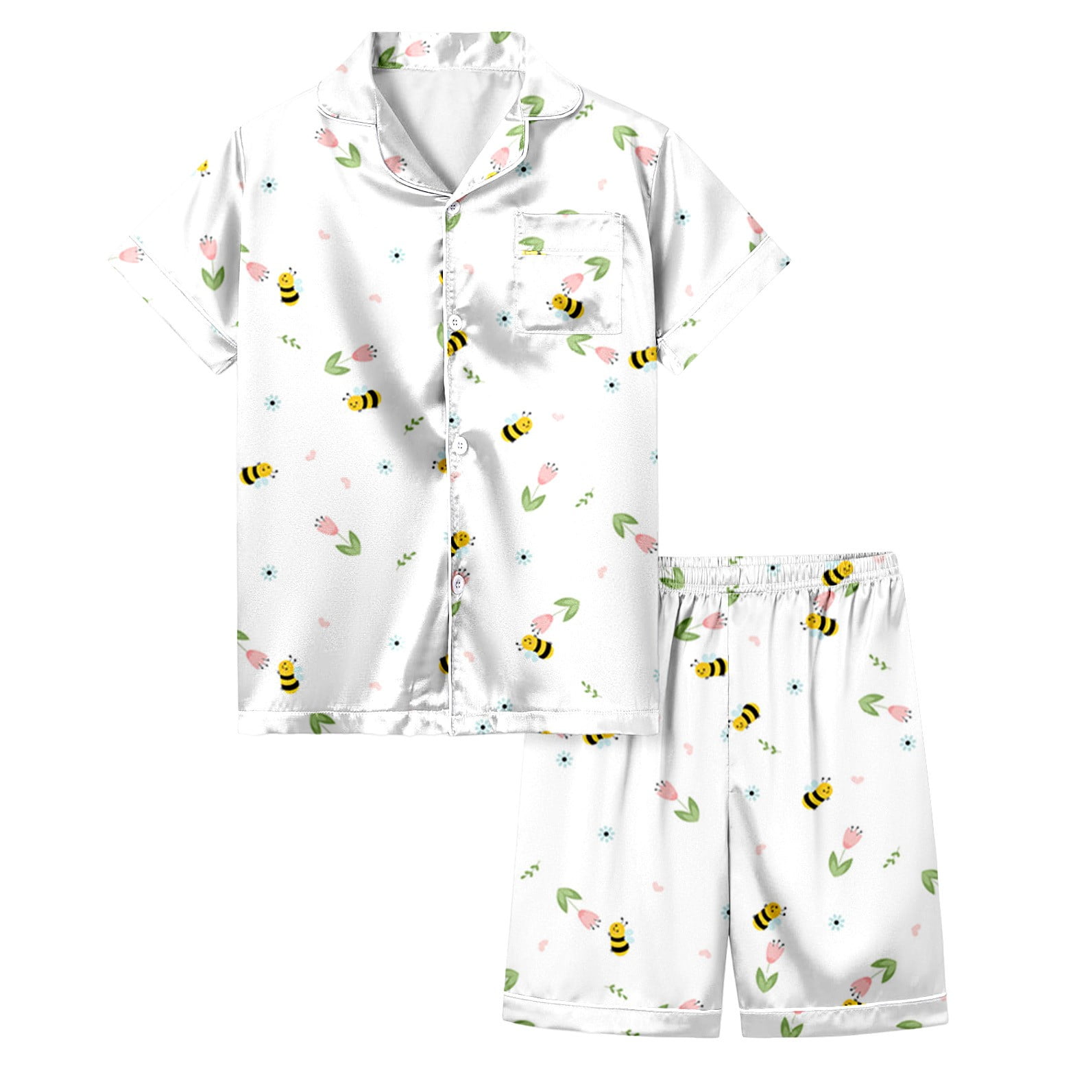 Children Fashion Sleepwear Bee Festival Printed Button Down Blouse ...