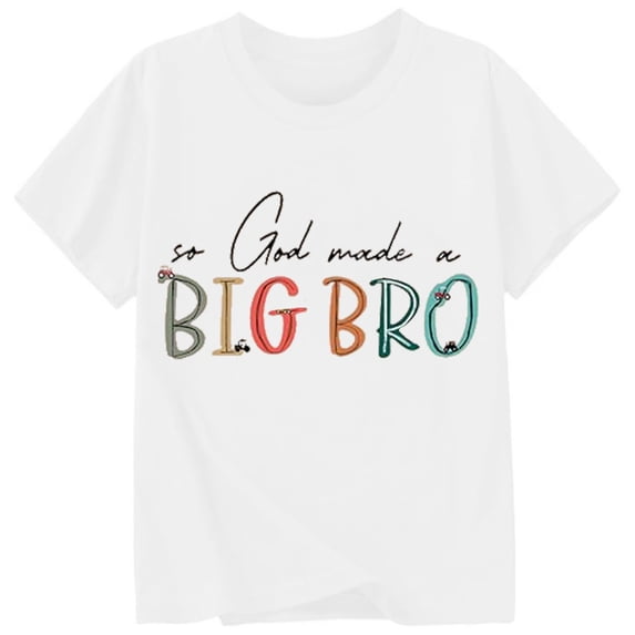 Children Fashionable Casual Letter Print Round Neck Short Sleeve T ...