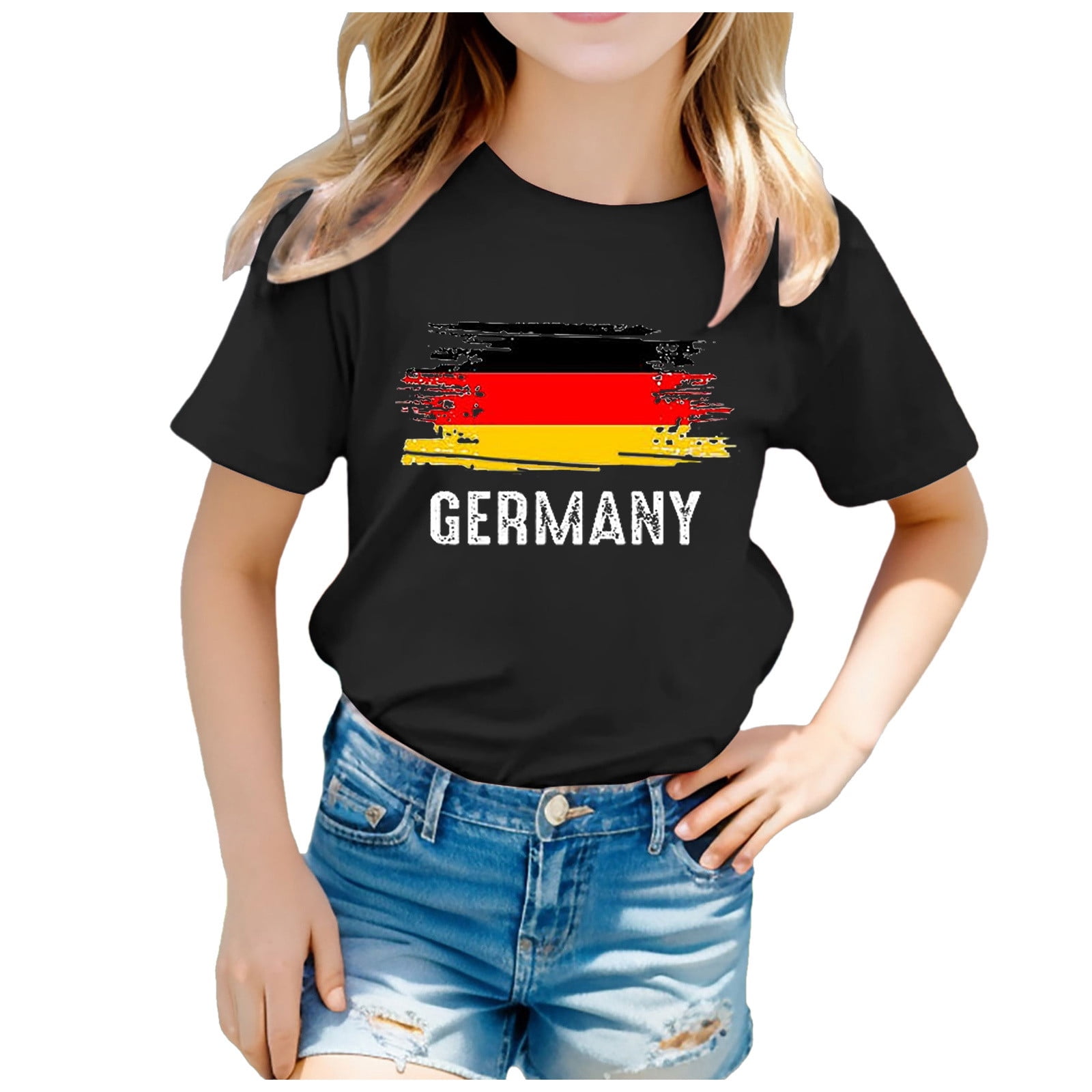 Children Flag Of Germany Print Short Sleeve Round Neck T Shirt Floral ...