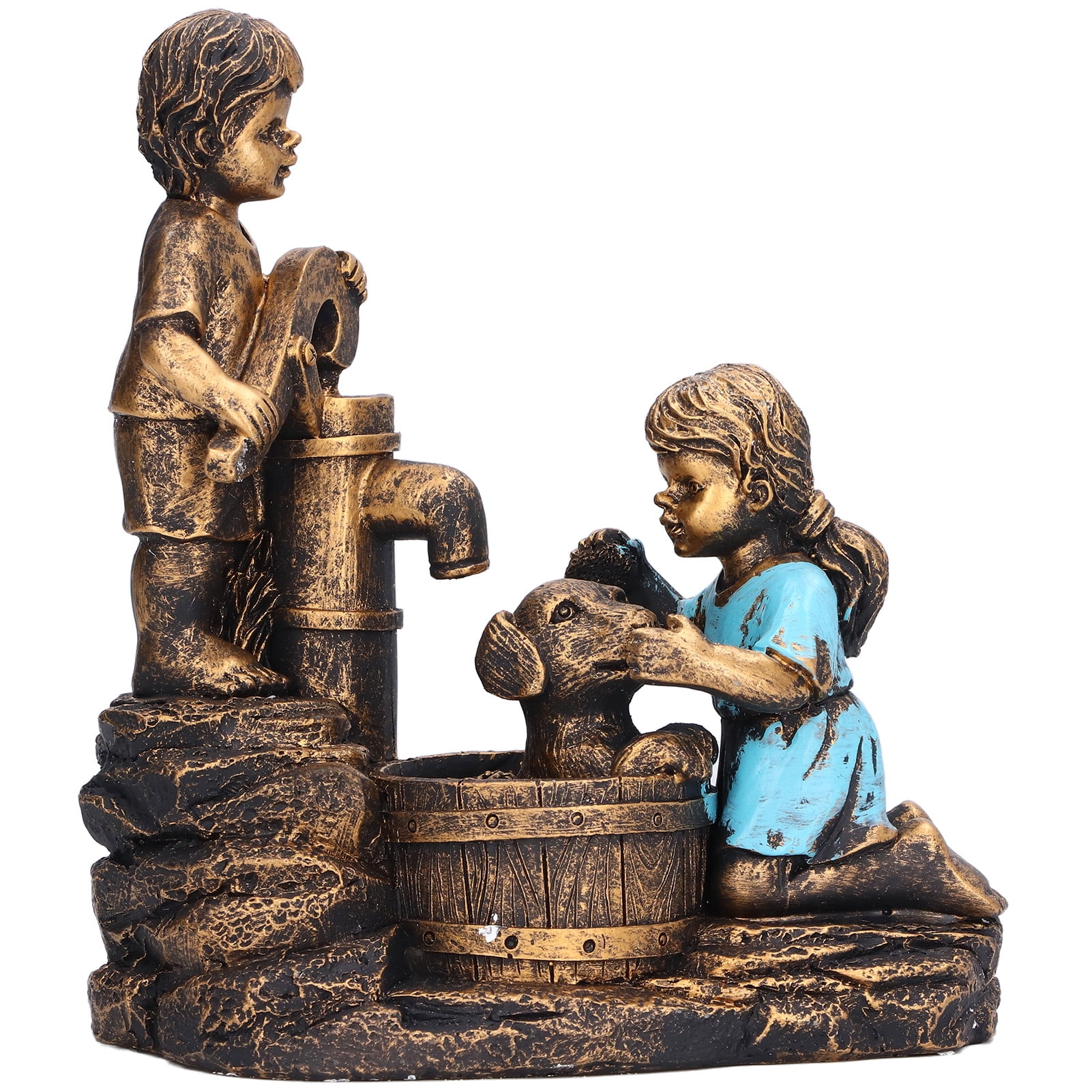 Children Garden Statues Resin Material Retro Style Boy Girl Characters ...