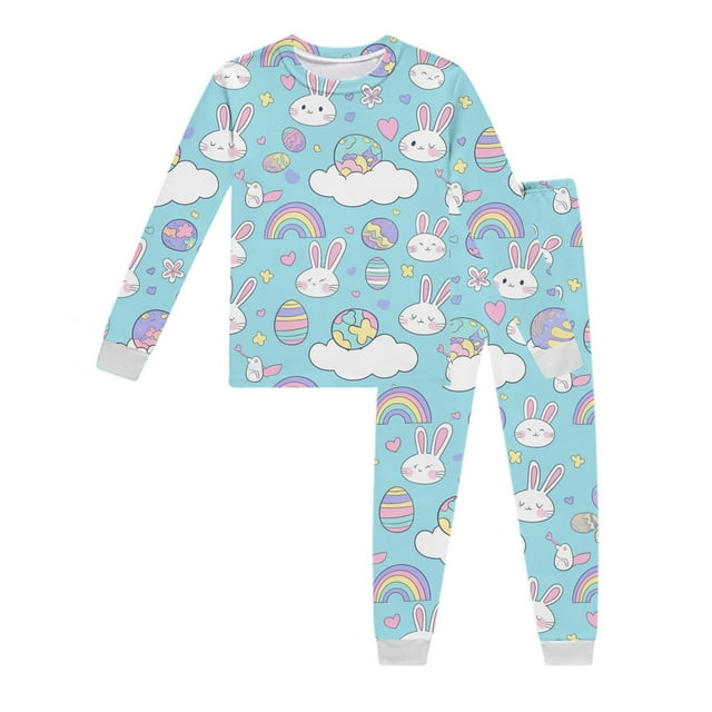 Children Girls Easter Pajamas Set 4t Cartoon Rabbit Family Feeling ...