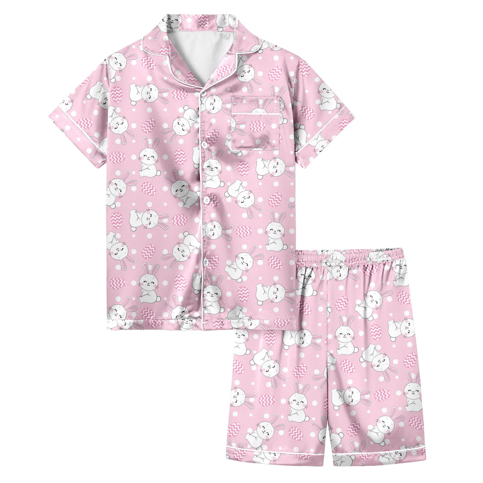Children Girls Easter Pajamas Set 5t Loose Short Sleeve Pjs Button-Up ...