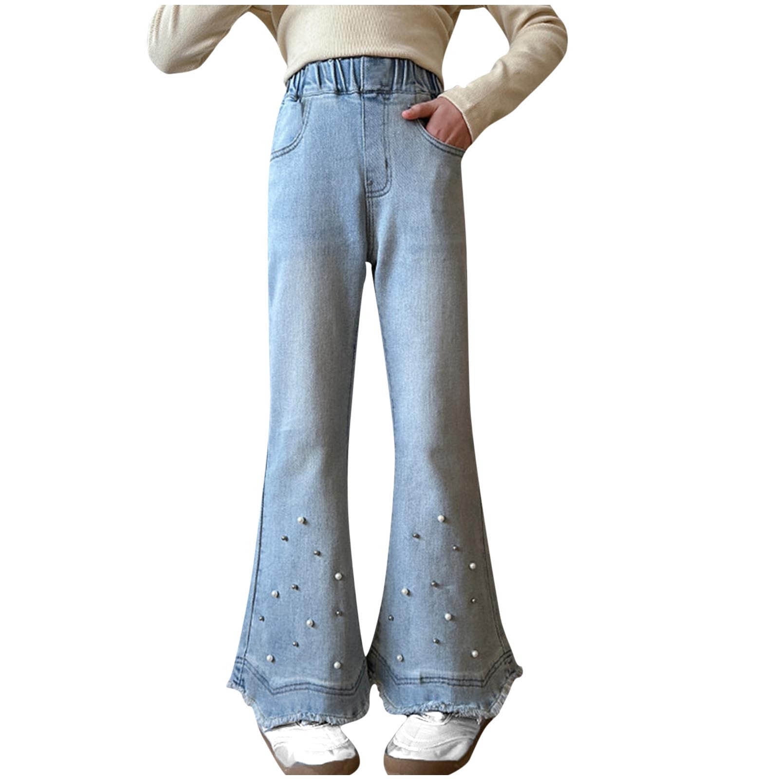 Children Girls' Jeans Long Pants Children's Loose Pants Straight Leg ...