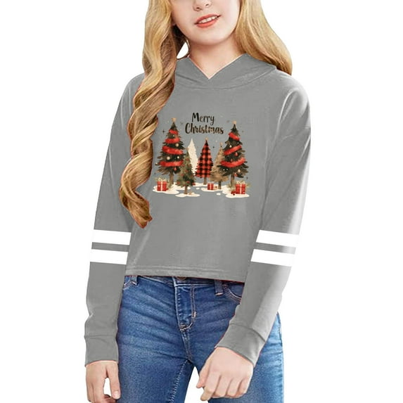 Children Girls Long Sleeve Letters Solid Color Short Hoodie Hoodie Top ...