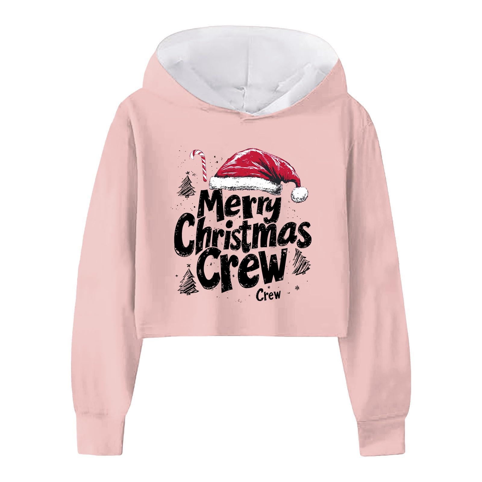Children Girls Long Sleeve Letters Solid Color Short Hoodie Hoodie Top ...