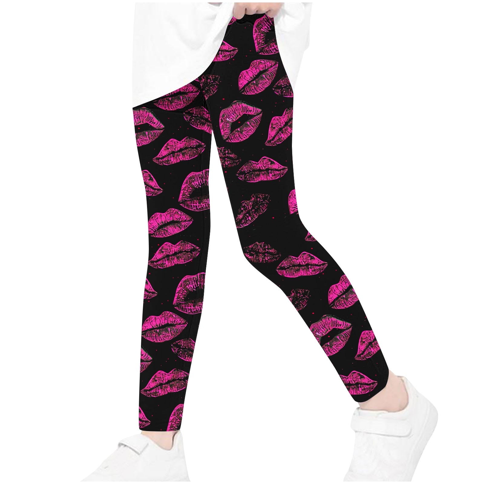 Children Girls Printed Pants High Waist Stretchy Soft Tights Leggings ...