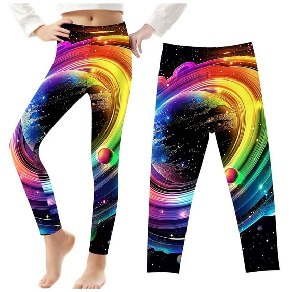 Children Girls Starlit Sky Printed Pants Girl High Waist Stretchy ...