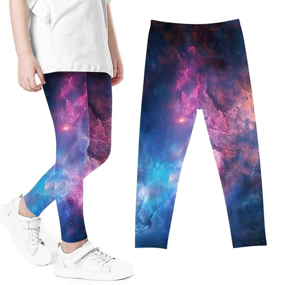 Children Girls Starlit Sky Printed Pants Girl High Waist Stretchy ...