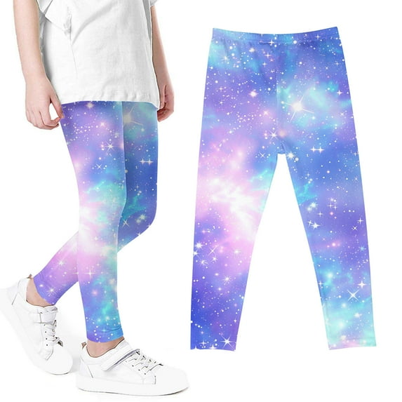 Children Girls Starlit Sky Printed Pants Girl High Waist Stretchy ...