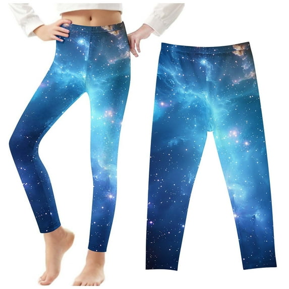 Children Girls Starlit Sky Printed Pants Girl High Waist Stretchy ...