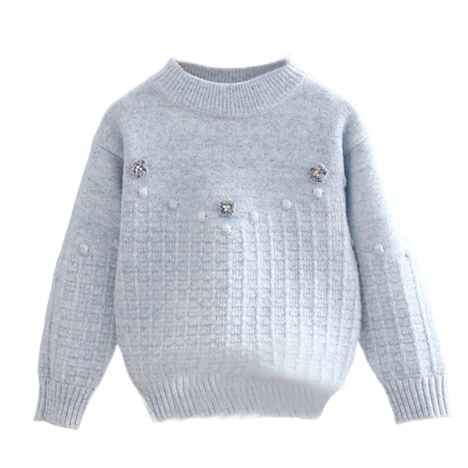 Children Girls Winter Flower Print Pullover Sweater Long-sleeved ...