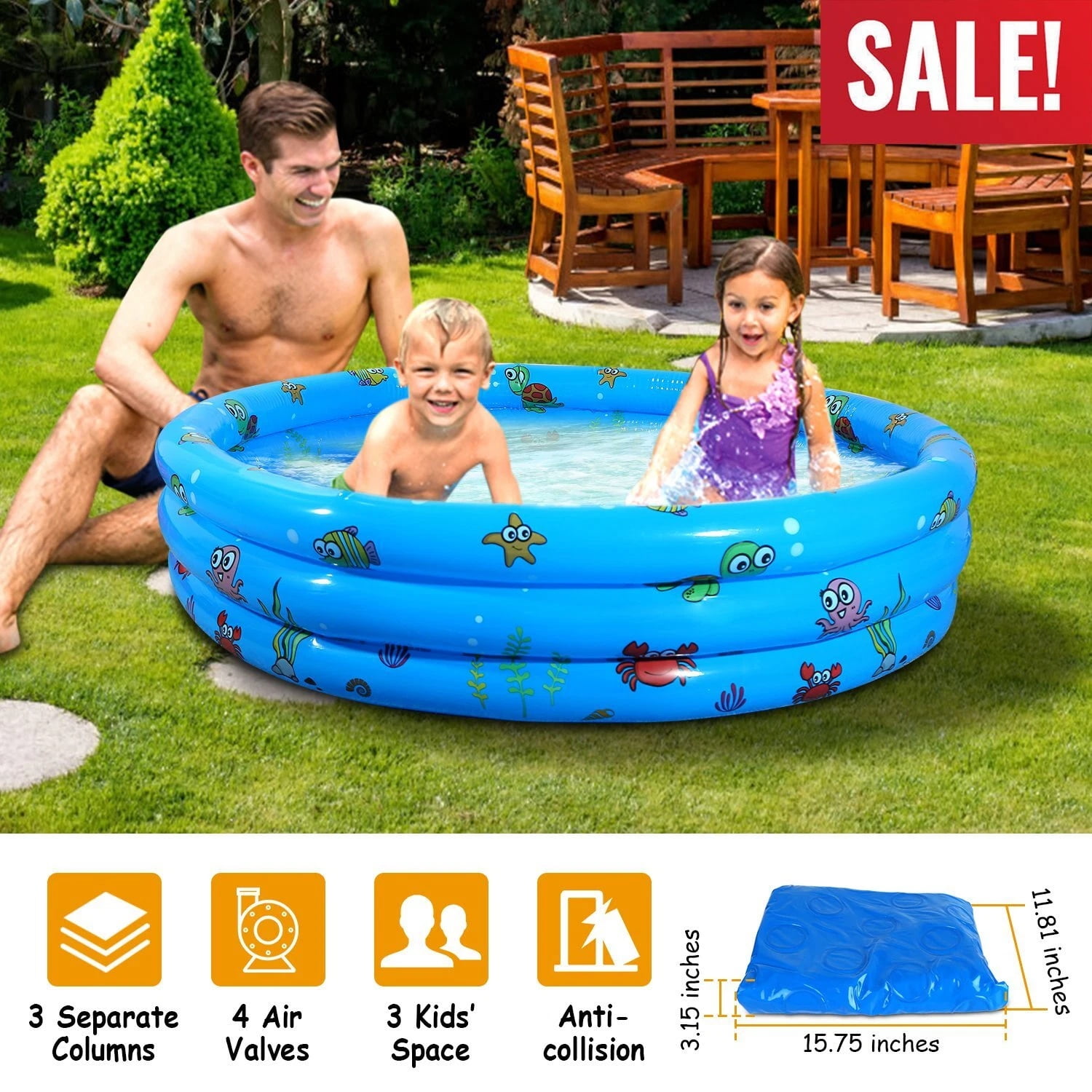 Children Inflatable Swimming Pool Large Family Summer Outdoor Play Pool ...