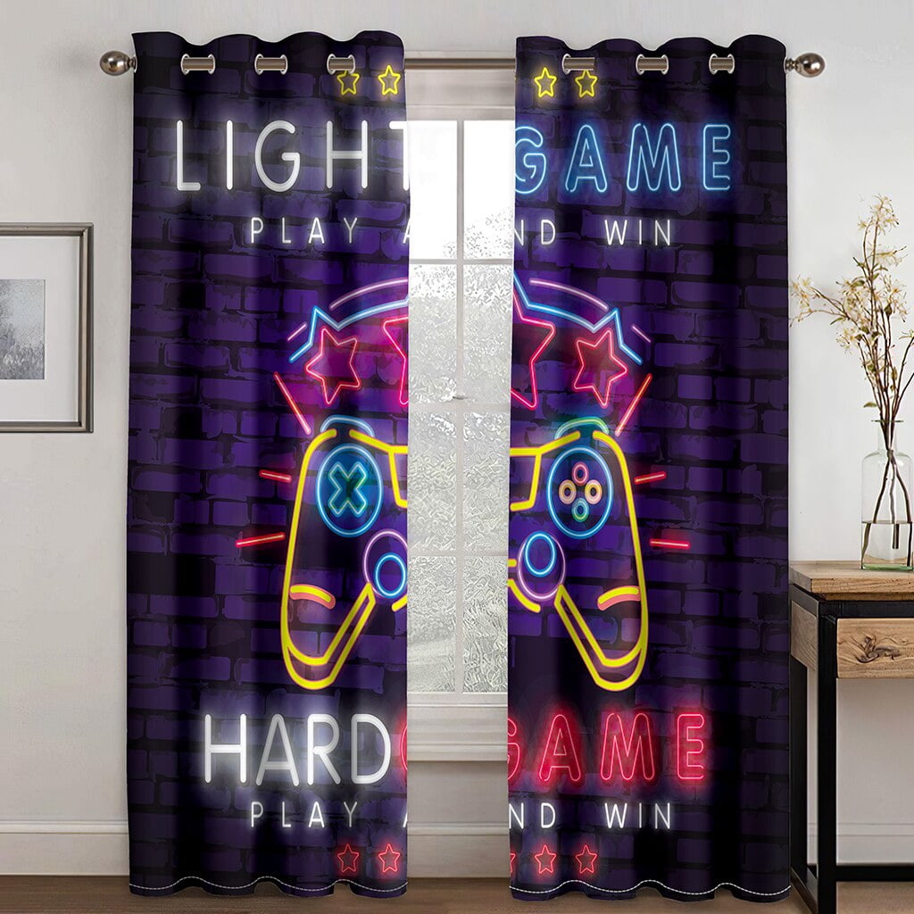 Children Kids 3D Printing Video Gamer Window Curtains for Boys Bedroom ...