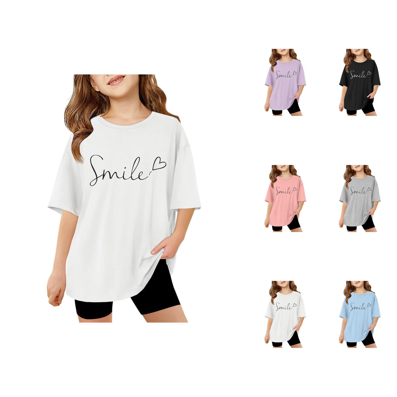 Children Kids Girls Letter Printed Short Sleeve T Shirts Kids Oversized ...
