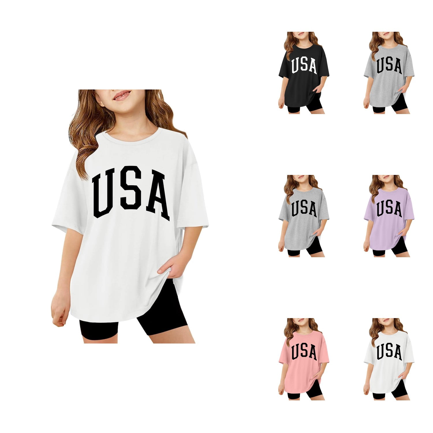 Children Kids Girls Letter Printed Short Sleeve T Shirts Kids Oversized ...