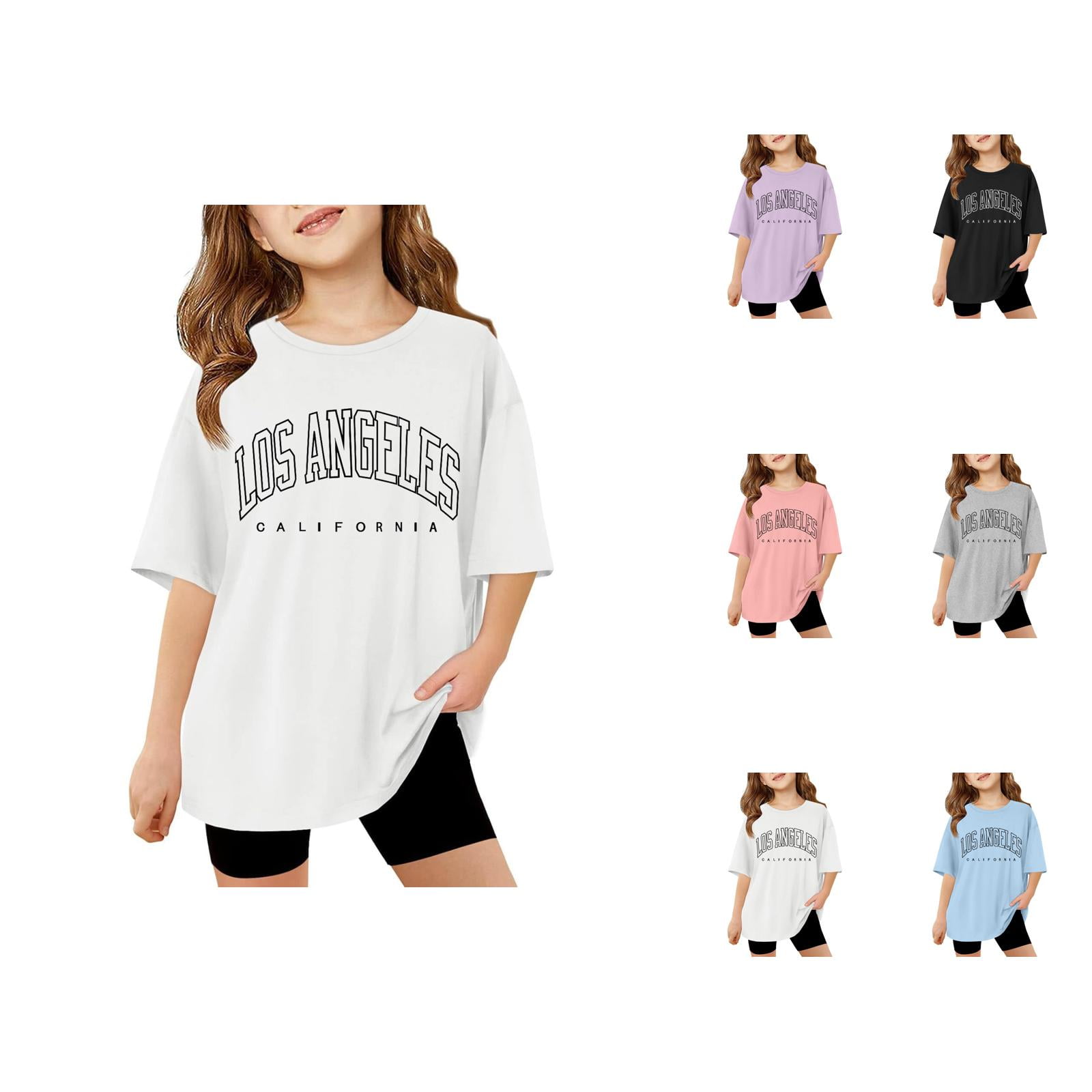 Children Kids Girls Letter Printed Short Sleeve T Shirts Kids Oversized ...