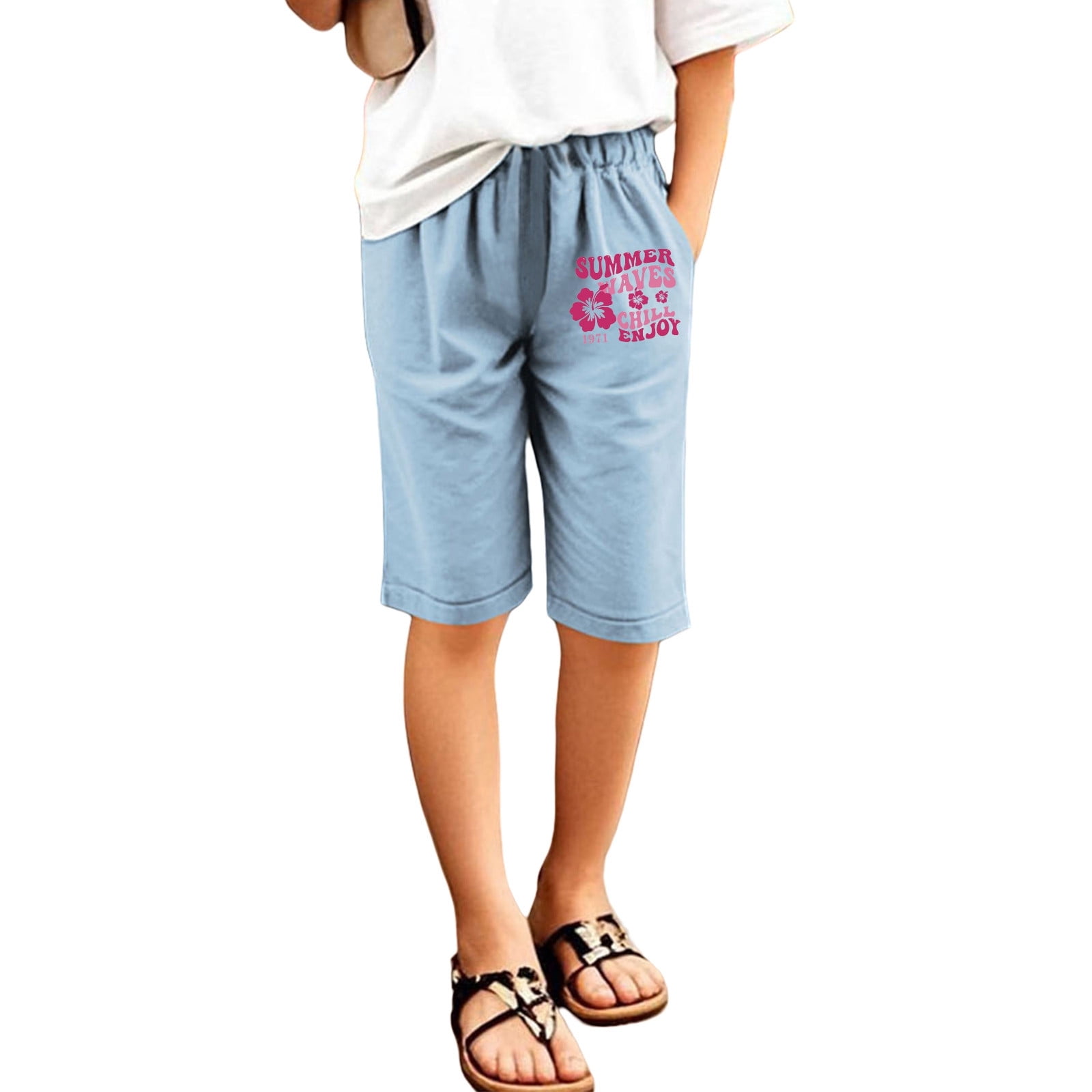 MEZZALL Children Kids Girls Shorts Letter Printed Elastic Waist Casual ...