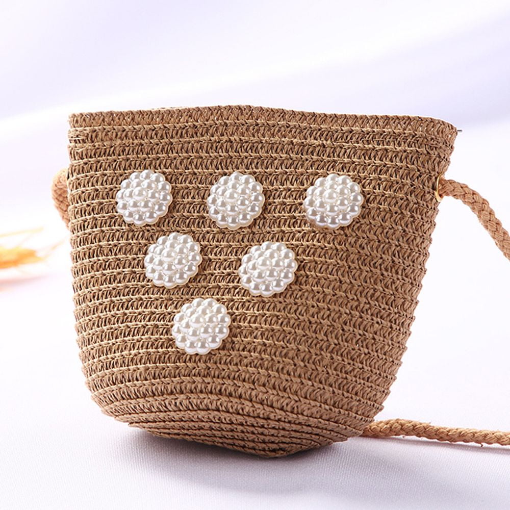 Children Kids Keys Coin Purse Girls Summer Fashion Straw Beach Bag ...
