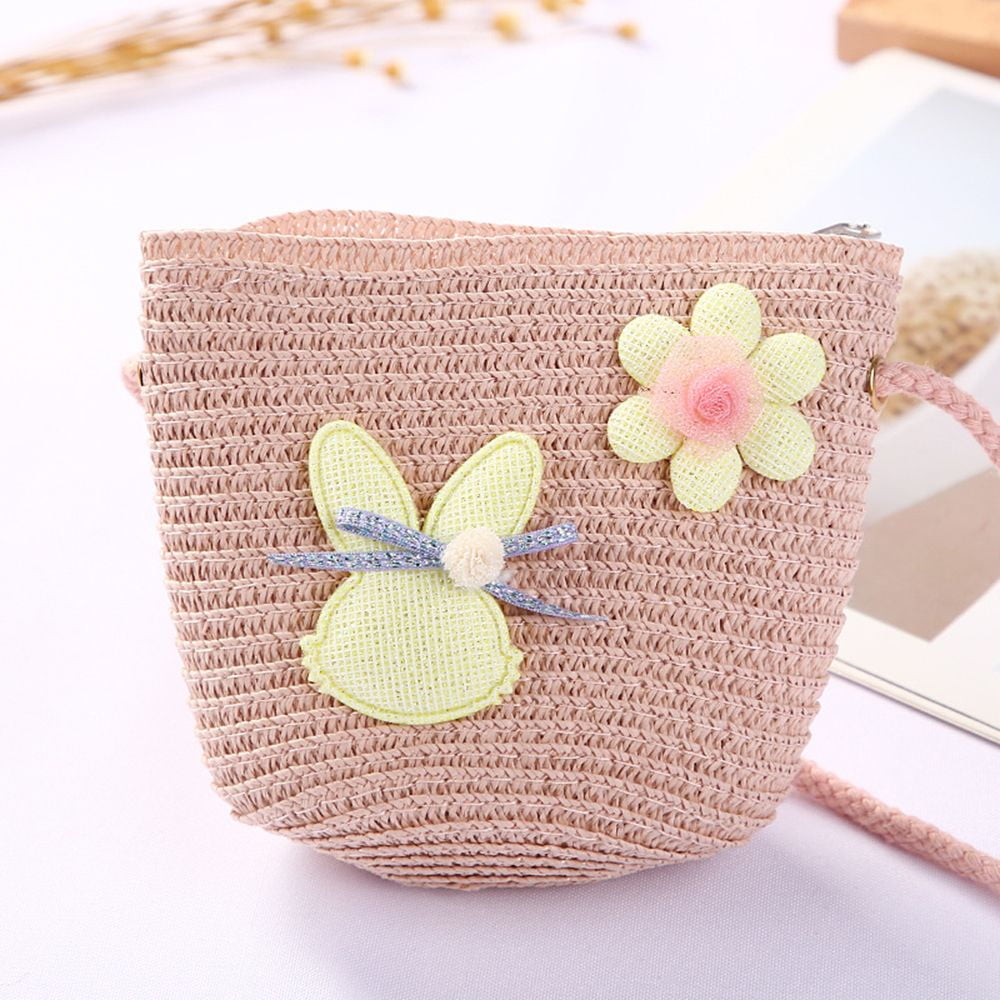 Children Kids Keys Coin Purse Girls Summer Fashion Straw Beach Bag ...