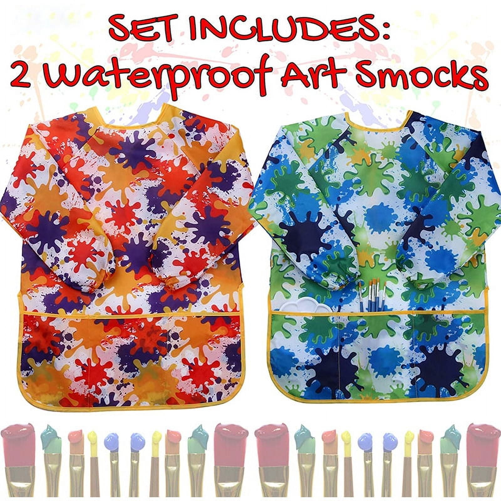 Children Kids Waterproof Long-sleeved Art Smock Painting Apron Children ...