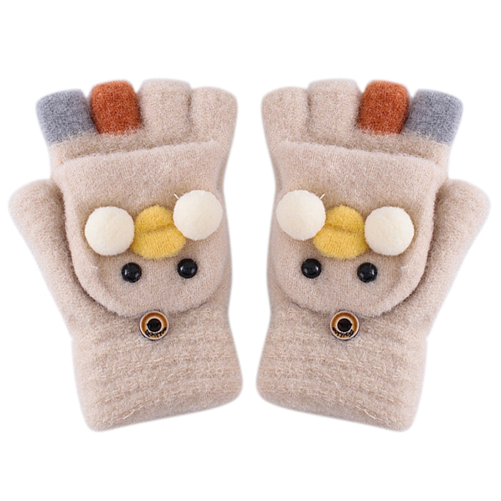 Children Kids Winter Warm Knitted Convertible Flip Top Fingerless ...