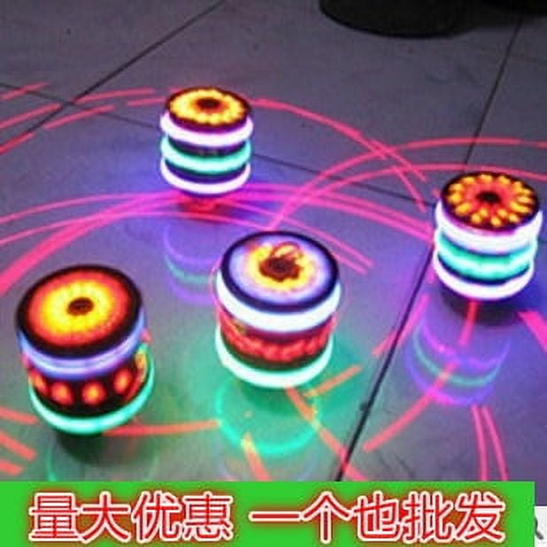 Children LED Light-up Music Wood-Like Peg-top Hand Spinner Plastic ...