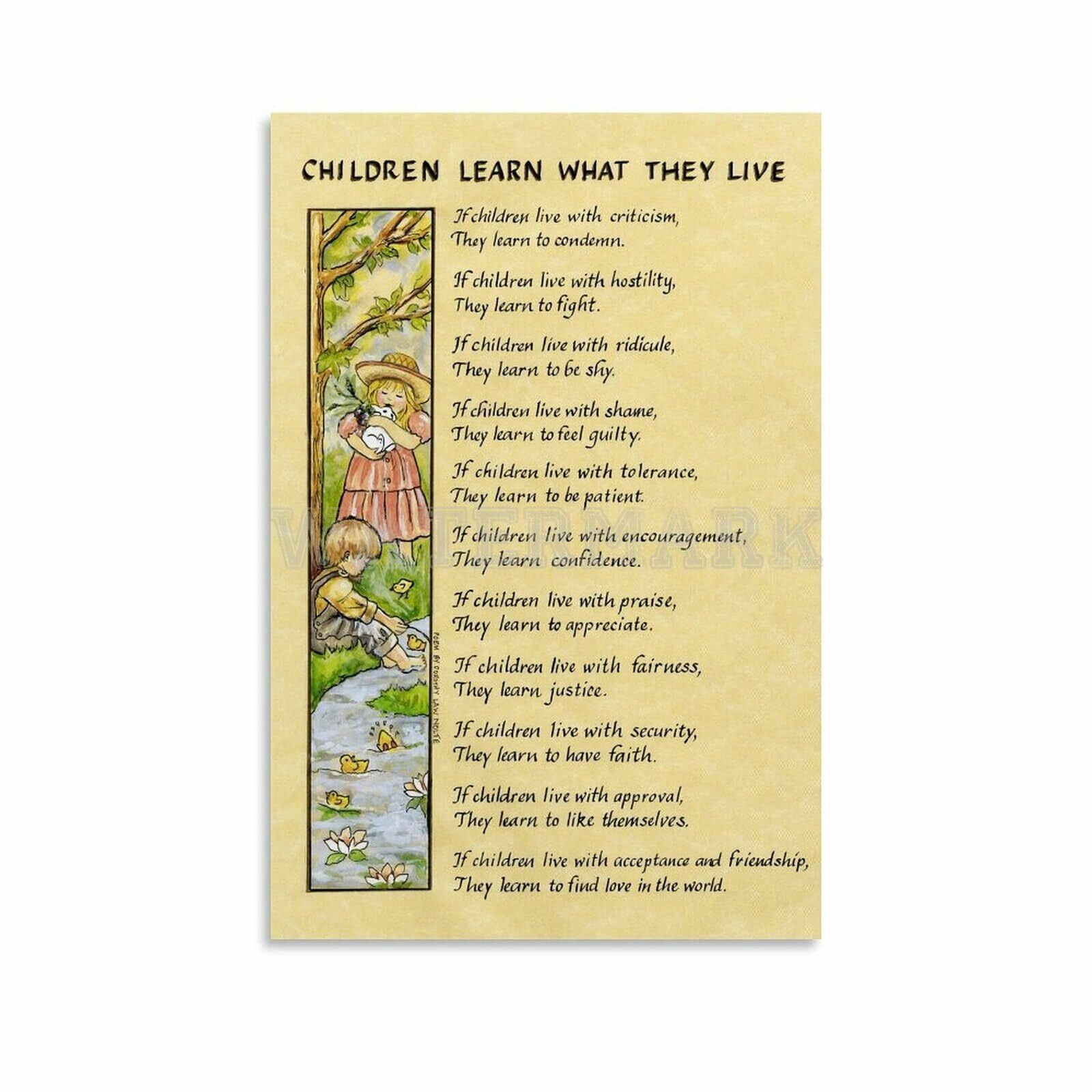 Children Learn What They Live Poem by Dorothy Law Nolte,Children's Wall ...