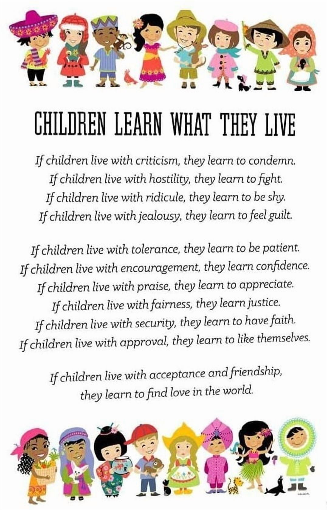 Children Learn What They Live- Poster, Around The World Children ...