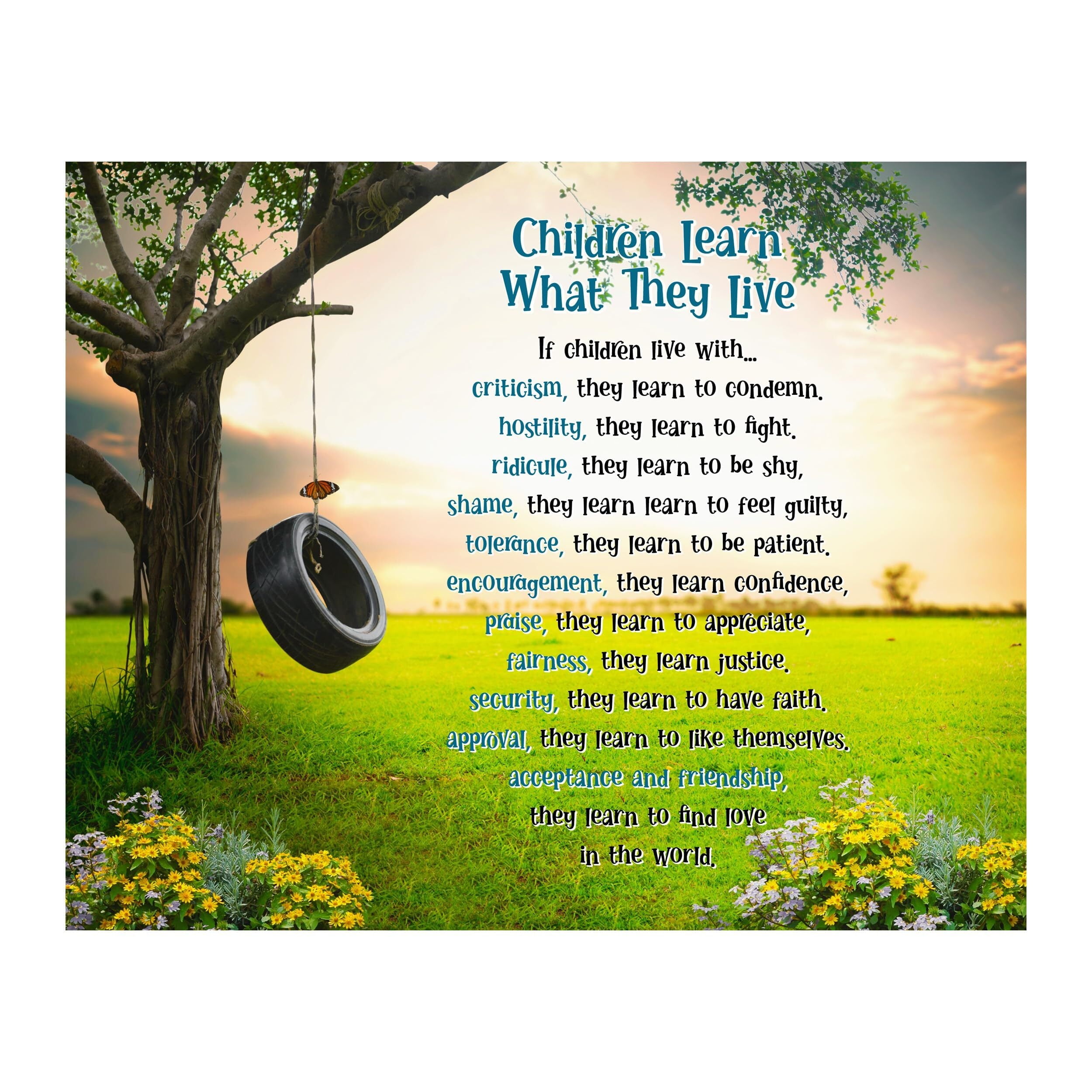 Children Learn What They Live - Inspirational Wall Art Print, Wall Art ...