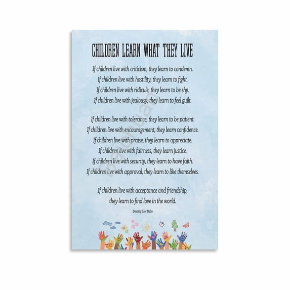 Children Learn What They Live Poem Parenting Quote Poster (2) Canvas ...