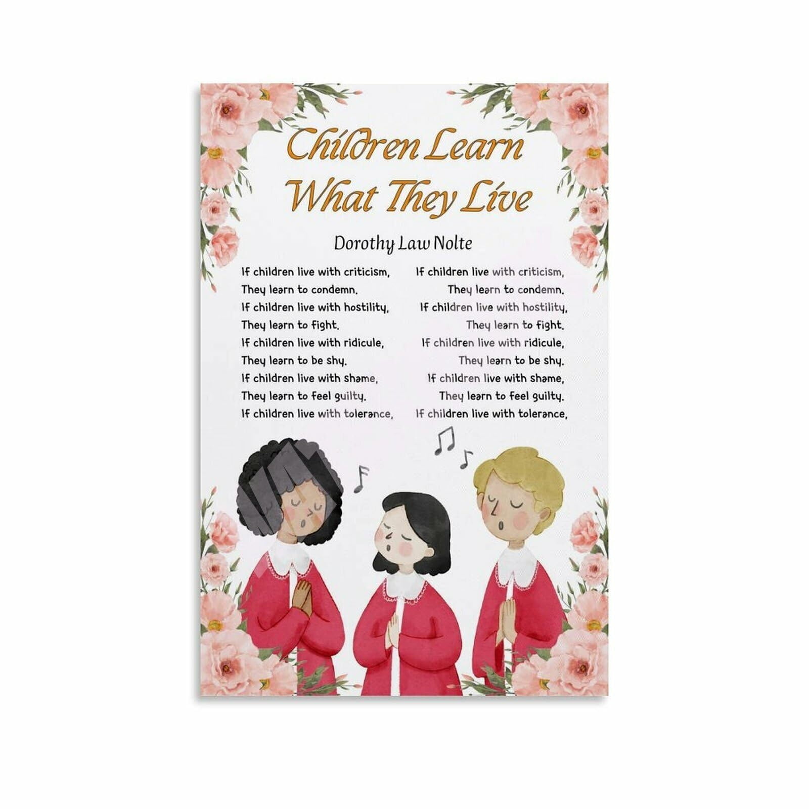 Children Learn What They Live Poem Prayer Poster (1) Canvas Painting ...