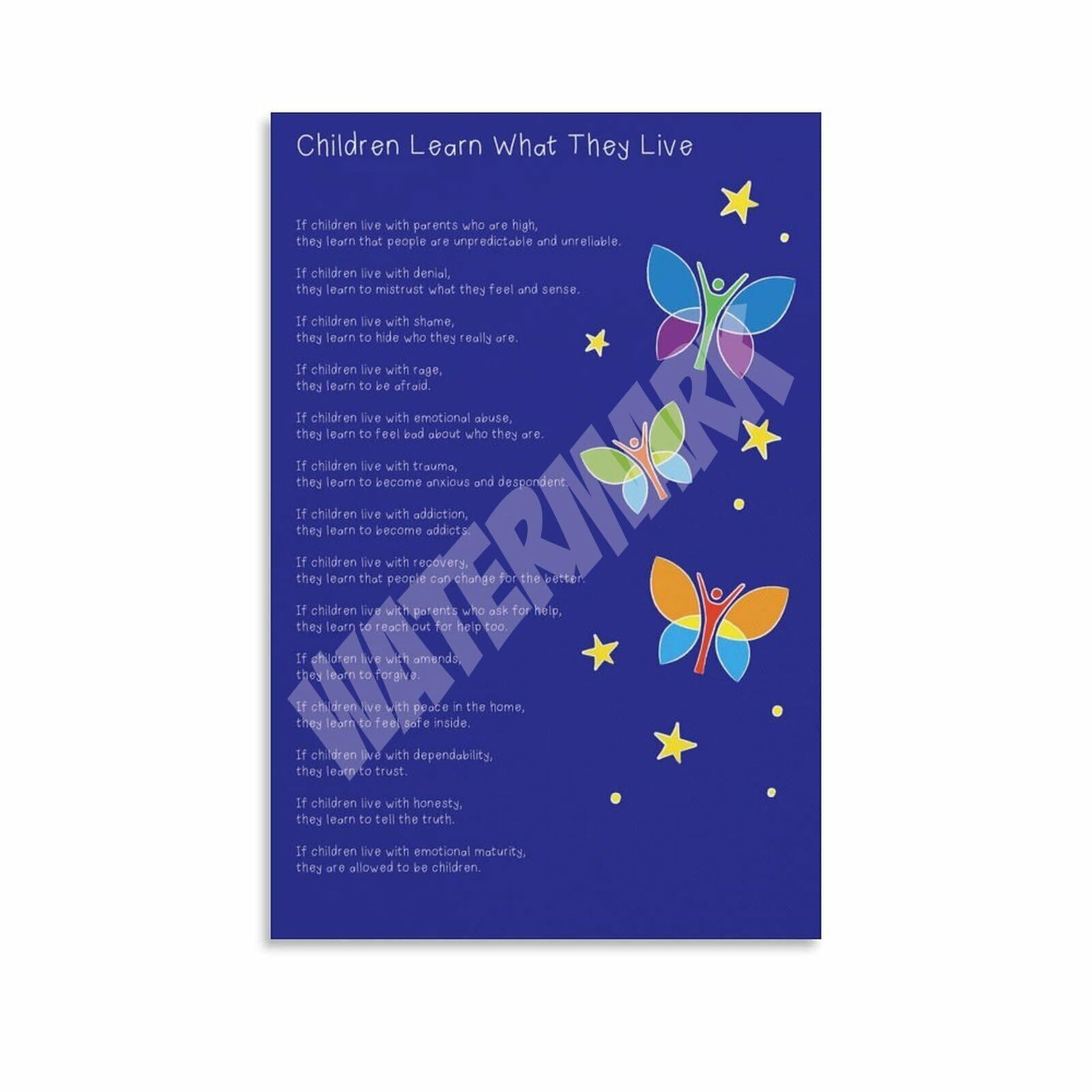 Children Learn What They Live Poem Prayer Poster (2) Canvas Painting ...