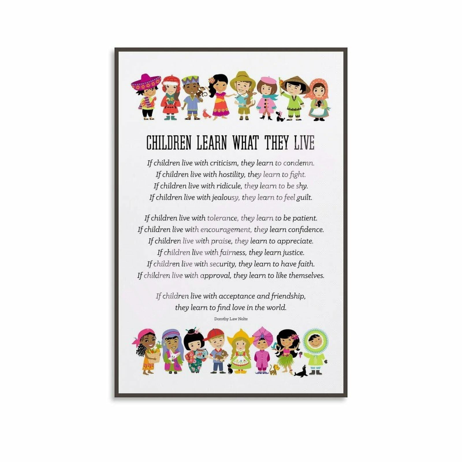 Children Learn What They Live Poem Prayer Poster (5) Canvas Painting ...