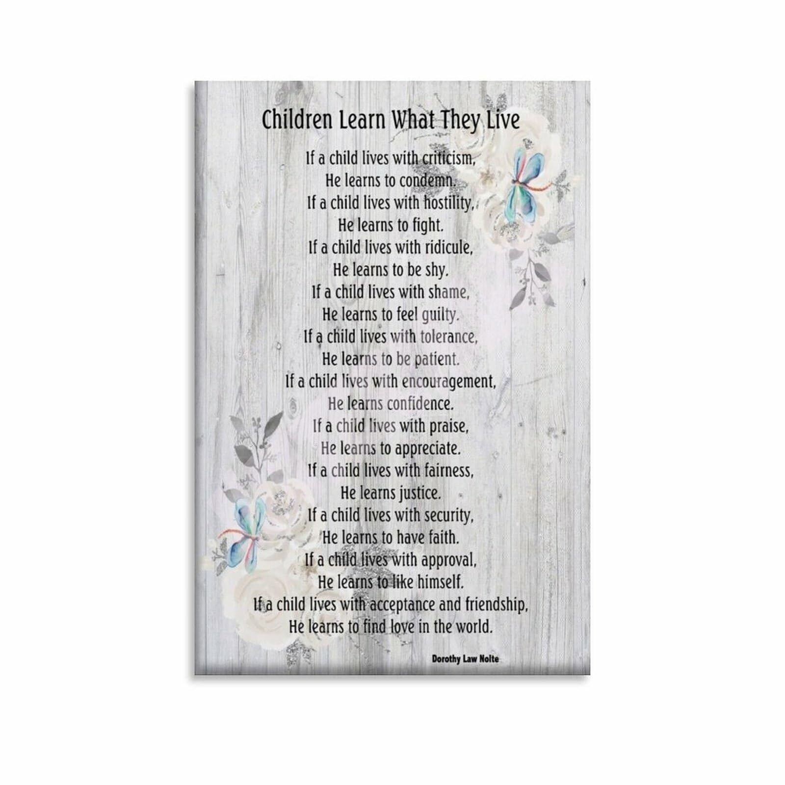 Children Learn What They Live Poem Prayer Poster (6) Canvas Painting ...