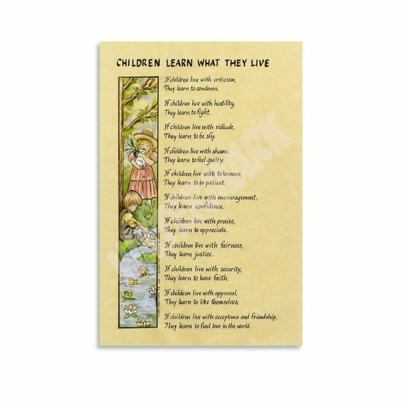 Children Learn What They Live Poem Prayer Poster (7) Canvas Painting ...