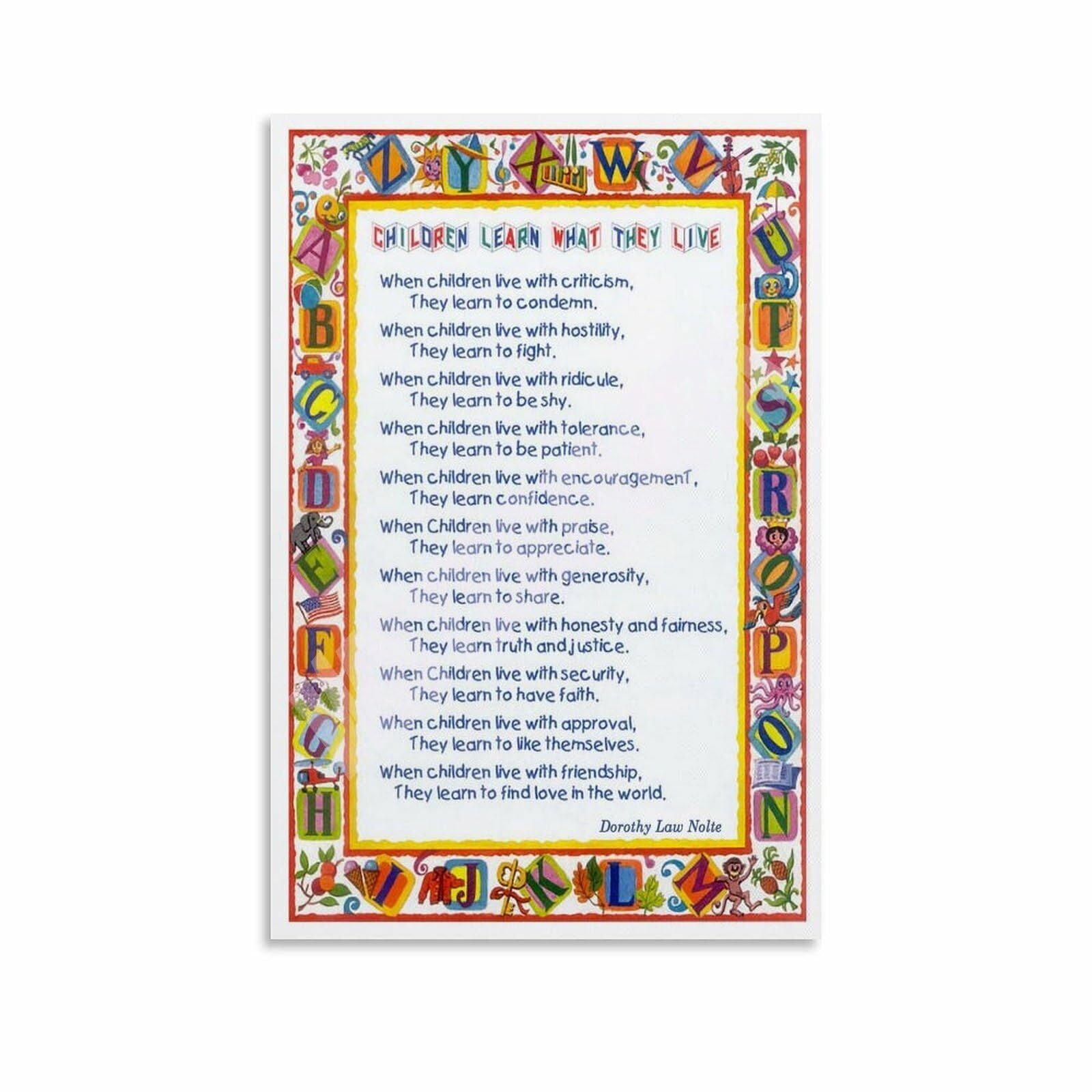 Children Learn What They Live Poem Prayer Posters And Prints Wall Art ...