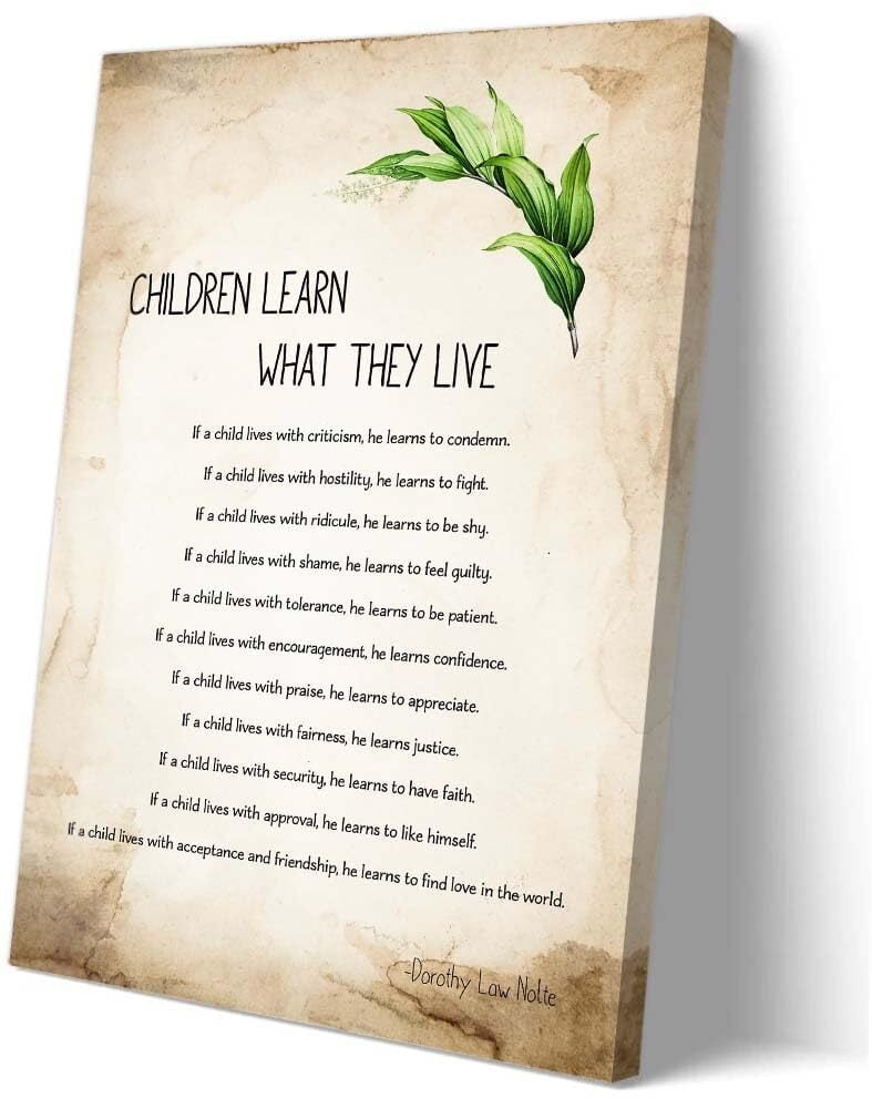 Children Learn What They Live Poem Wall Art Poetry Quote Posters Advice ...