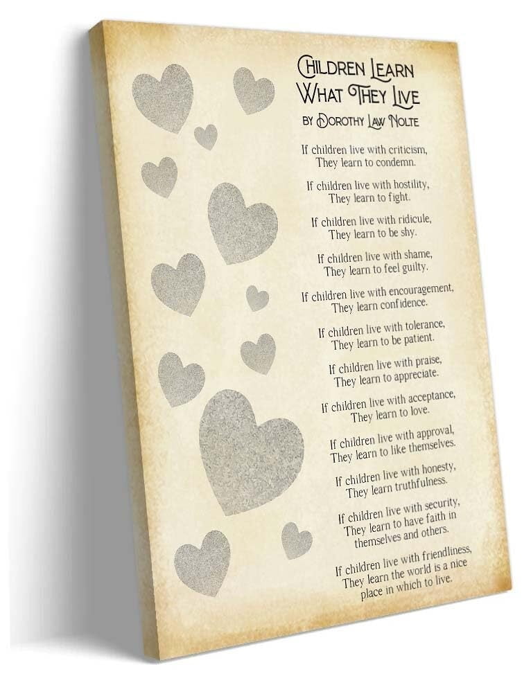Children Learn What They Live Poem Wall Art Prints Poetry Poster ...