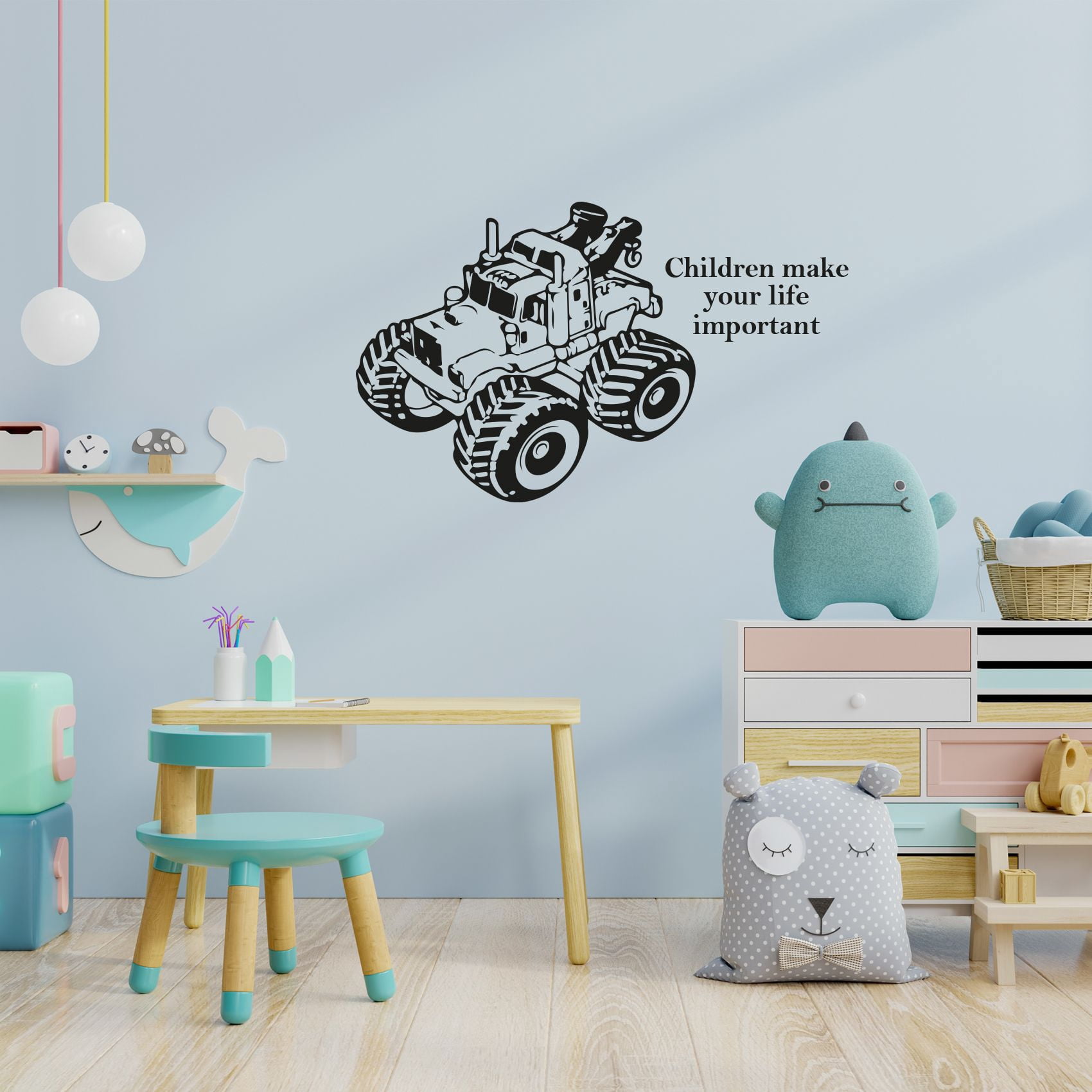 Children Make Life Quote Quotes Monster Truck Toy Car Wall Sticker Art ...