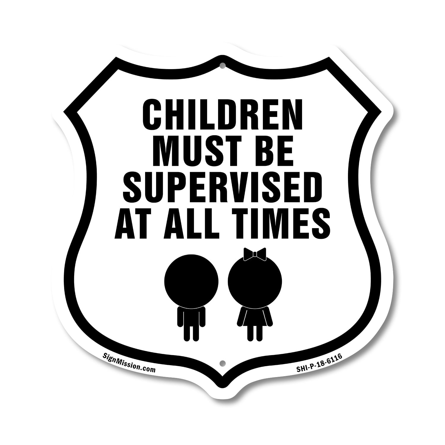 Children Must Be Supervised at All Times (2 Pack) 12 inch X 12 inch ...