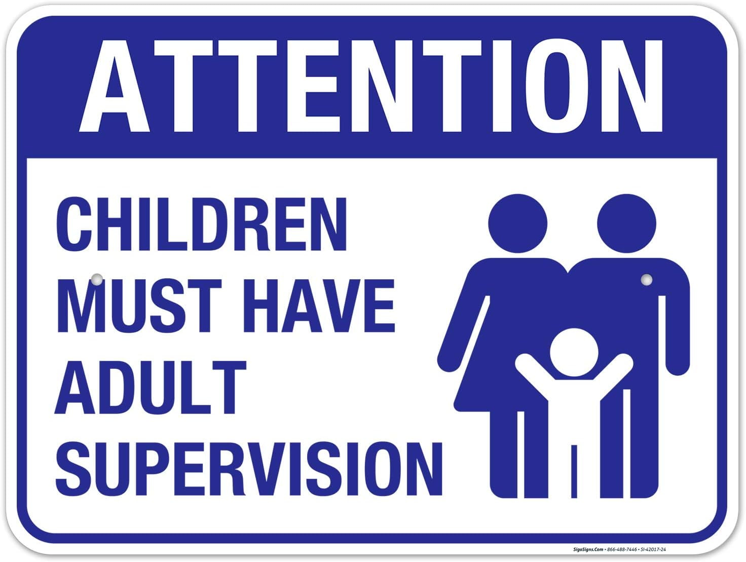 Children Must Have Adult Supervision Sign, Pool Sign, 18x24 Inches, Rust Free .063 Aluminum ...