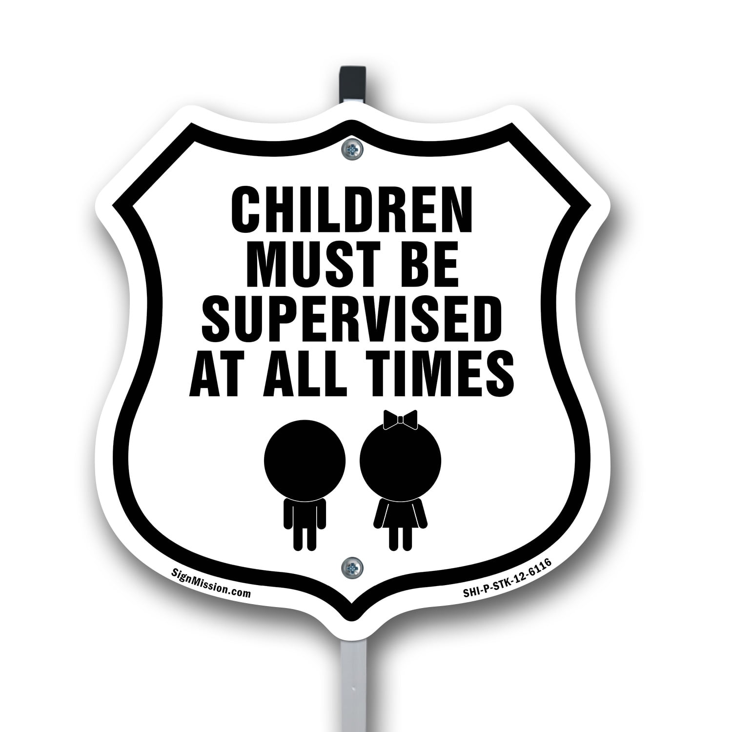 Children Must Be Supervised at All Times 12 inch X 12 inch Shield ...