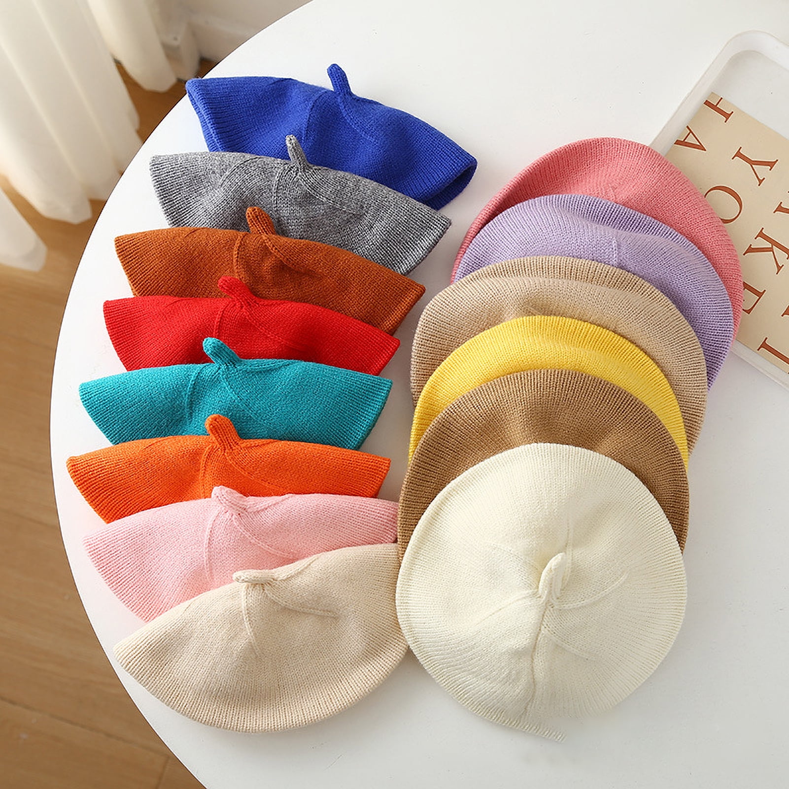 Children Painter Hat Candy Color Knitted Elastic Keep Warm Anti-slip ...