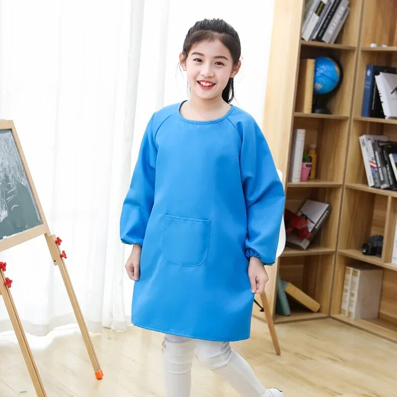 Children Painting Apron Kids Drawing Coat Waterproof Coverall Strap ...